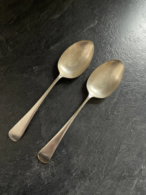 2 VINTAGE EPNS Servng spoons/large Size/heavy Gauge/silver Plate £12.99 ...