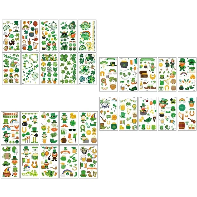 PARTY TEMPORARY SHAMROCK Face Art Decals For Irish Festival Celebration ...