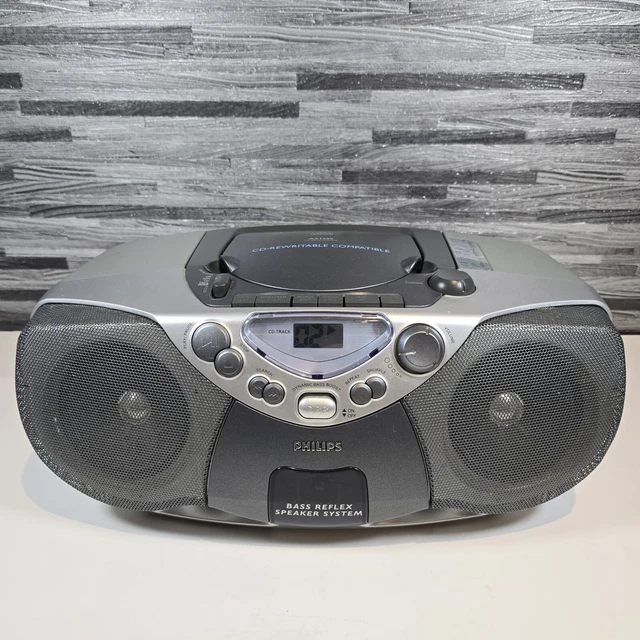 PHILIPS BOOMBOX AZ1080 CD Cassette Tape Radio Stereo Portable Used £20. ...