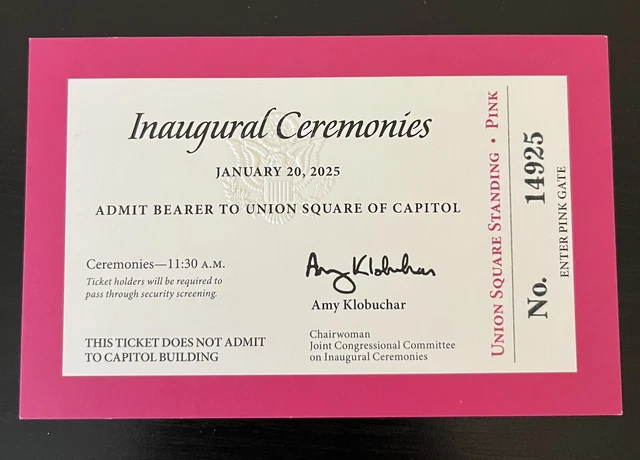 DONALD TRUMP 2025 Official Presidential Inauguration Ceremony Pink ...