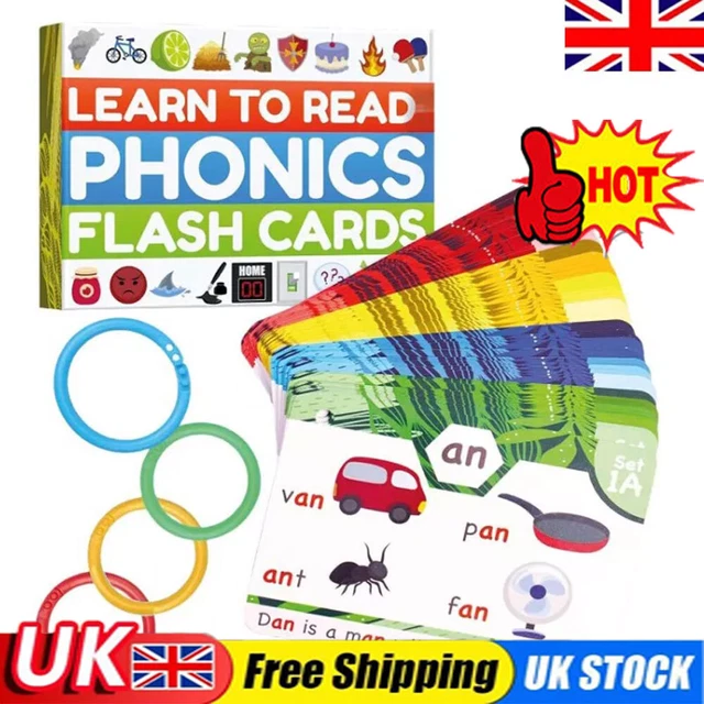 PHONICS FLASH CARDS Learn to Read in 20 Stages Digraphs CVC Blends Long ...