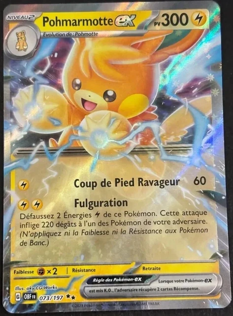 CARTE POKÉMON POHMARMOTTE EX 073/197 EV3 Flammes Obsidiennes NEUF EUR 4 ...