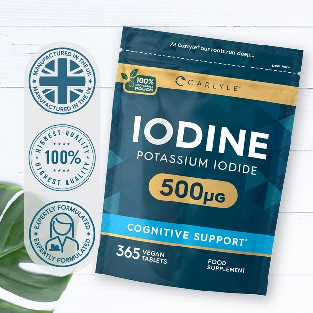 IODINE TABLETS 500MCG | High Strength Iodine Supplement | 365 Vegan ...