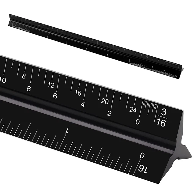 12&ARCHITECTURAL SCALE RULER, Aluminum Scale, Triangular Ruler, Scale ...