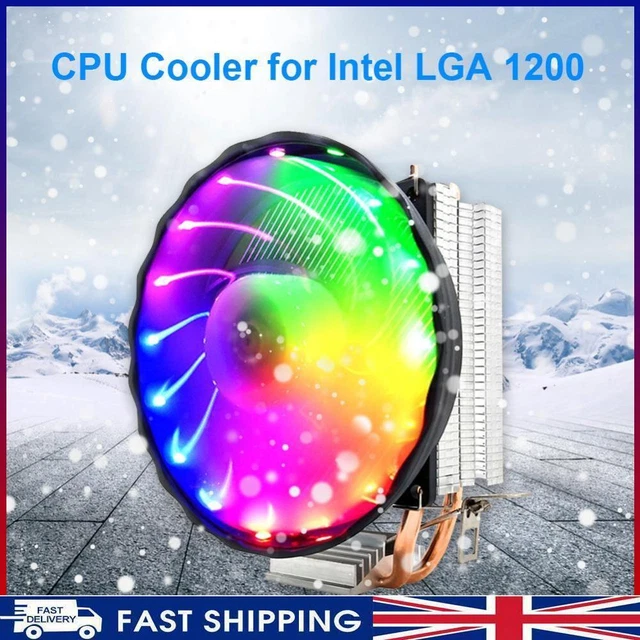 UK 2 HEAT Pipes CPU Cooler PC Quiet Radiator for Intel LGA (4 Pin RGB ...