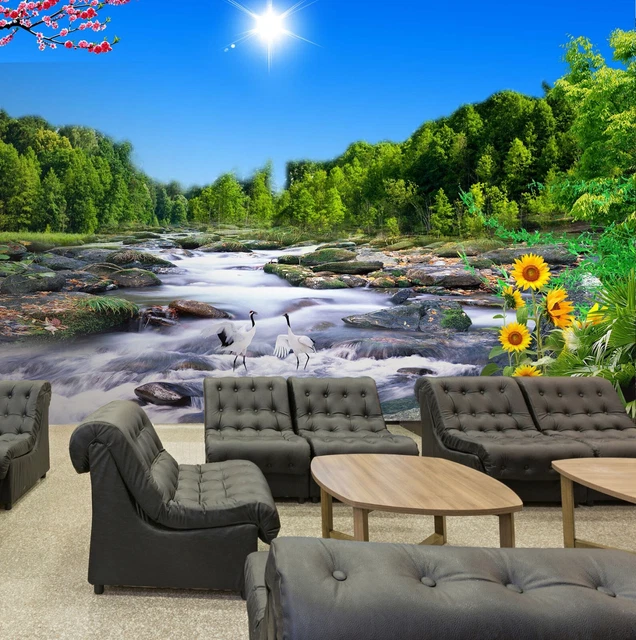 3D FLUSS WALD Q251 Geschäft Tapete Wandgemälde Selbstklebend Handel Kay ...