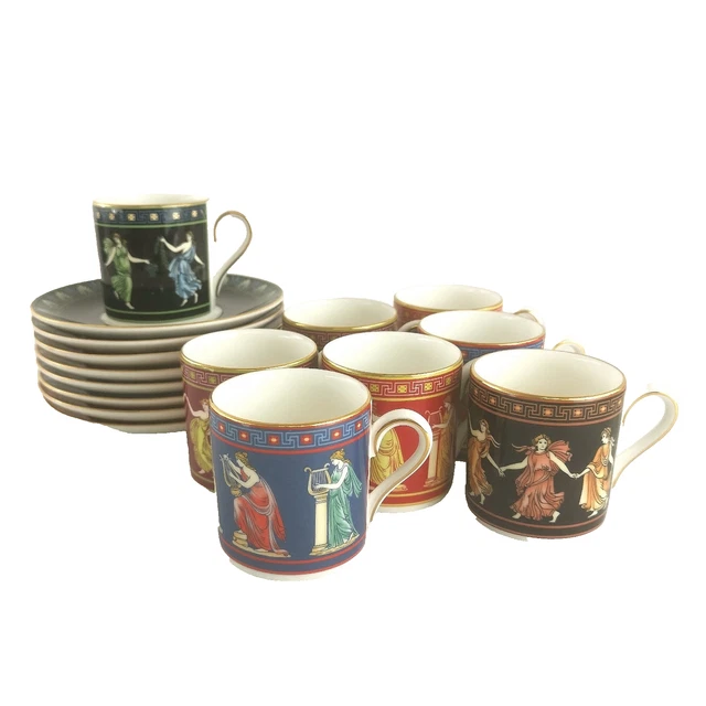 WEDGWOOD 8 CUPS Saucers Dancing Hours Musical Muses Etruscan Dance ...