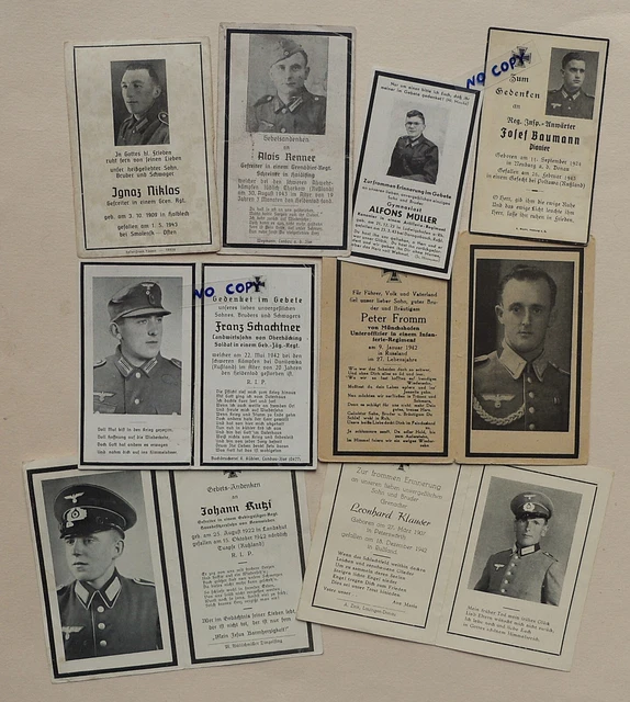WW2 GERMAN DEATH Cards Sterbebild Group LOT #31 ~ 1942/1943 Russia £25. ...