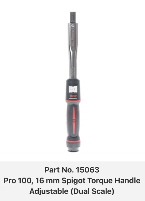 NORBAR PRO ADJUSTABLE Dual Scale Torque Handle 16mm Spigot 20-100Nm ...