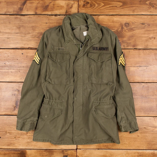 VINTAGE MILITARY JACKET S 70s M65 Field Long Army Green Zip Snap $139. ...