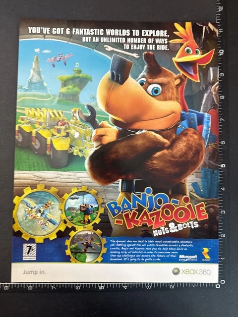 BANJO KAZOOIE NUTS AND BOLTS 8X11" Video Game Magazine Advert M117 £5. ...