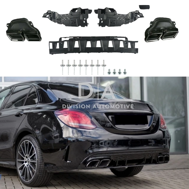 REAR BUMPER DIFFUSER C63 Style Gloss Black Fits For Mercedes C Class ...