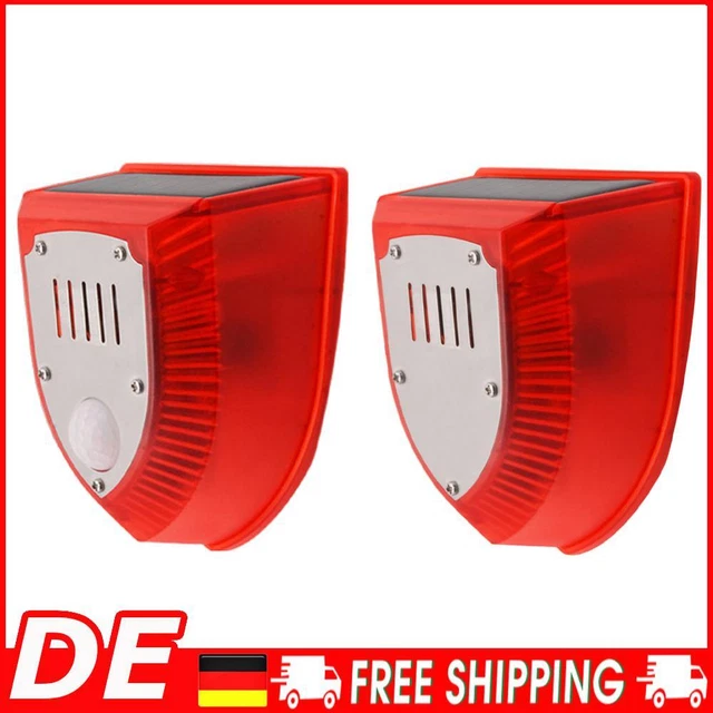 WARNING LOUD SOLAR Strobe Light with Motion Sensor Waterproof for Farm ...