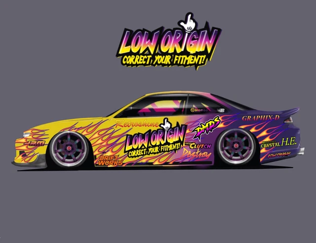 LOW ORIGIN SILVIA S13 S14 S15 Livery Liveries 1/10 Scale Drift Rc Car ...