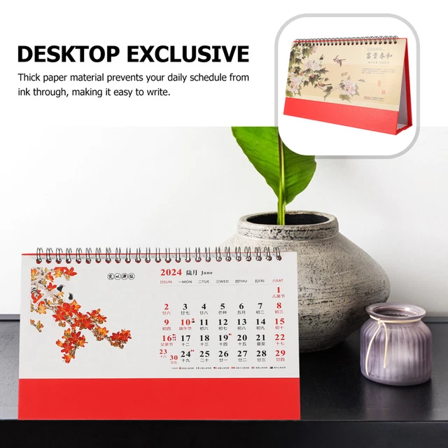 CHINESE DESK CALENDAR 2024 New Year Calendar 2024 Calendar Freestanding ...
