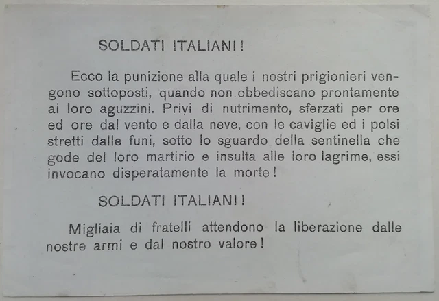 VOLANTINO PRIMA GUERRA Mondiale Ww1 Soldati Italiani Prigionieri ...