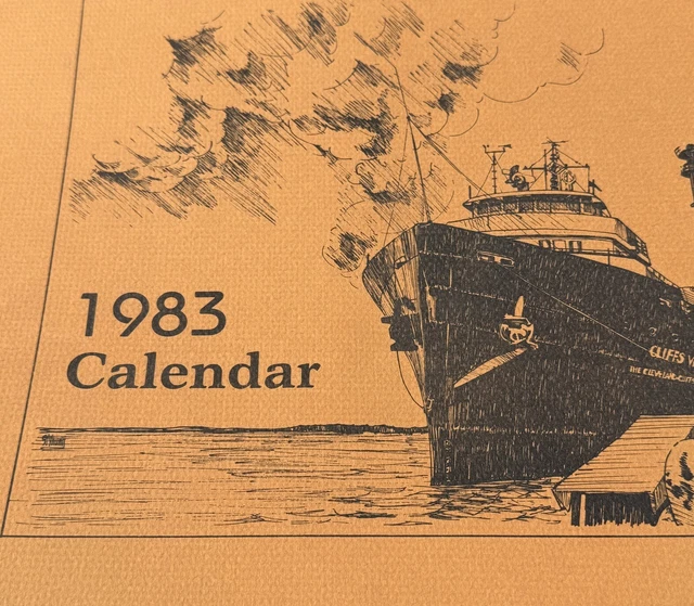 VTG 1983 CALENDAR FREIGHTER CALENDAR Great Lakes Ship Pen Pencil Prints ...