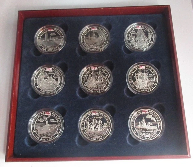 HISTORY OF THE Royal Navy 1oz Silver Proof Royal Mint £5 Coins Channel ...