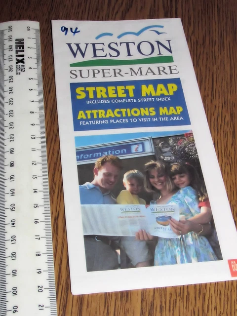 VINTAGE WESTON SUPER-MARE Street Map/Attractions Map From 1994 59 X 42 ...