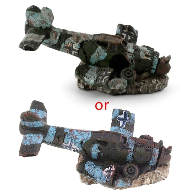 CLASSIC AQUARIUM RESIN Decor Crash Aircraft Hideout for Hermit Crab ...