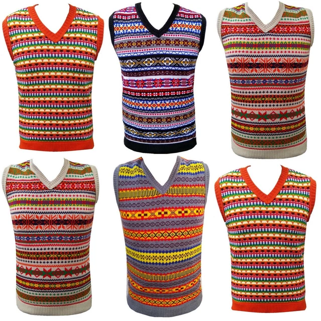 NEW MENS VINTAGE style 1930's 40's WW2 Wartime Fair isle knit slip over ...