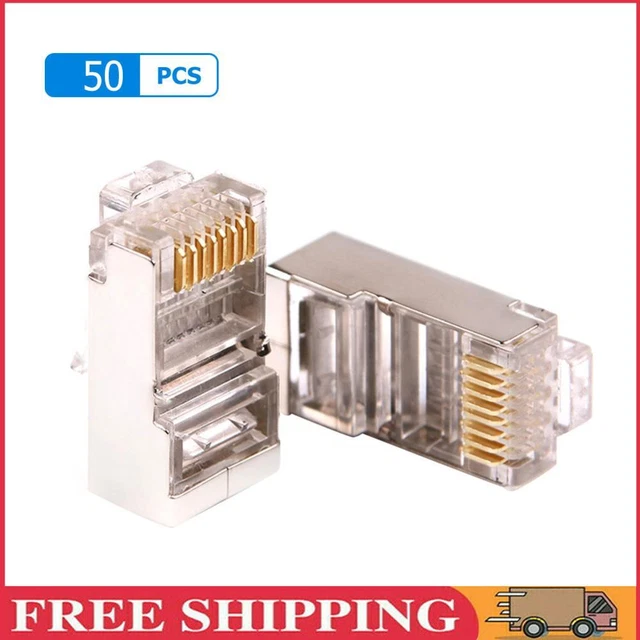 CAT6 CRYSTAL RJ45 Modular Network Connector Adapter w/Metal Shield ...