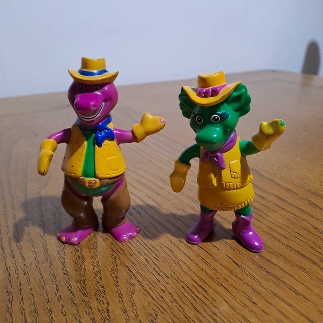 VINTAGE BARNEY COLLECTABLE Bendables - Baby Bop Cowgirl / Barney Cowboy ...