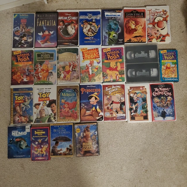 HUGE LOT OF 22 Disney Vhs Tapes | 3 Dvds (1 Sealed) | 18 Clamshell ...