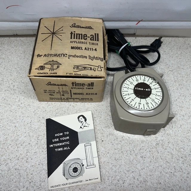 VINTAGE INTERMATIC TIME-ALL Appliance Timer Model A211-4 w/ Box Tested ...