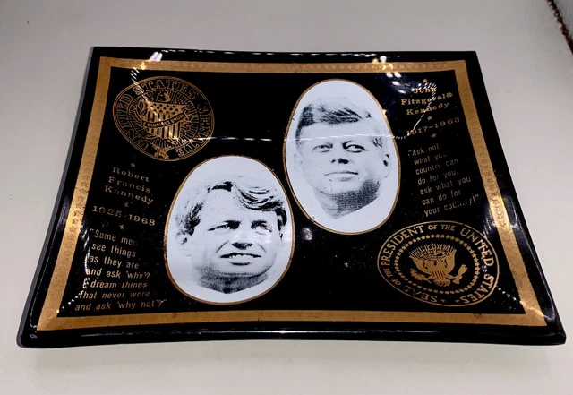 JOHN F. KENNEDY & Robert F. Kennedy Ashtray TrinketDish Houze Art, Pt ...