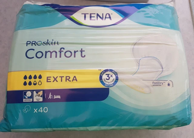 TENA PROSKIN COMFORT Extra Incontinence Pad 40 Pack Triple Protection ...