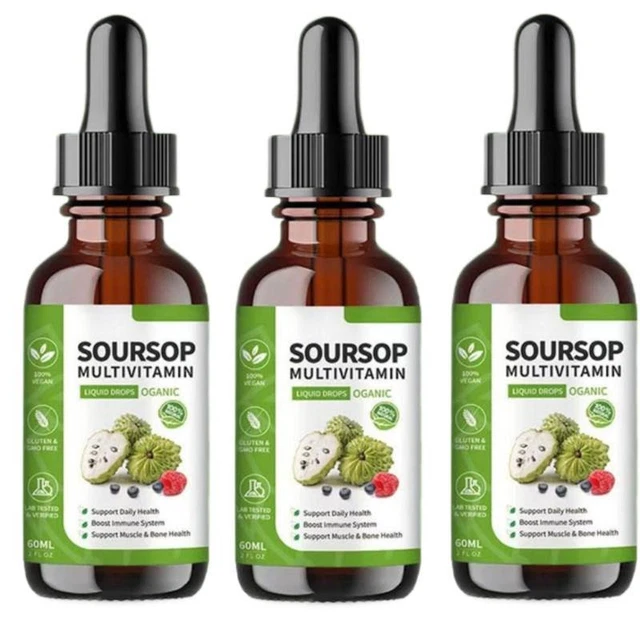 SOURSOP MULTIVITAMIN LIQUID Drops,Organic Soursop Leaf Extract 1-3x £8. ...