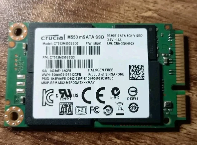 CRUCIAL M550 512GB mSATA SSD 3 compatible with iPod Classic Faulty for ...