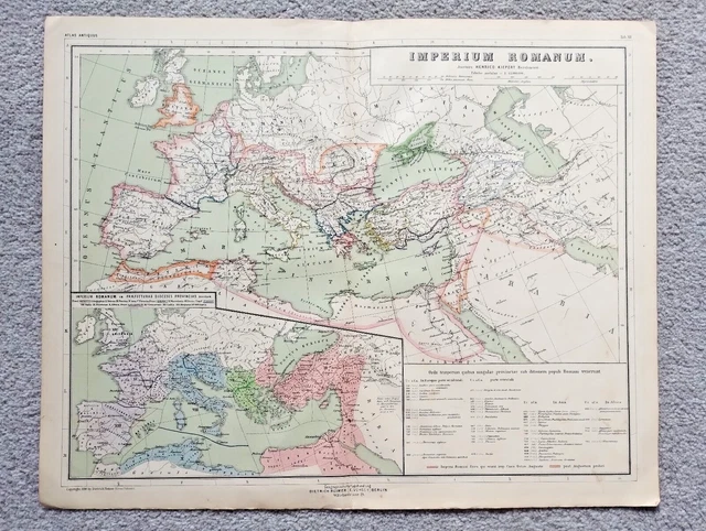 ANTIQUE MAP OF the Roman Empire - 1893 Henry Kiepert £22.99 - PicClick UK