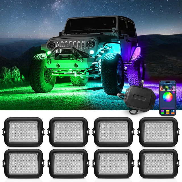 MICTUNING 8 PODS RGB+IC LED Rock Lights Neon Underglow Underbody ...