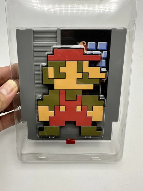 SUPER MARIO BROS Pixel Art Mario Figure And Game Cartridge Case Stand ...