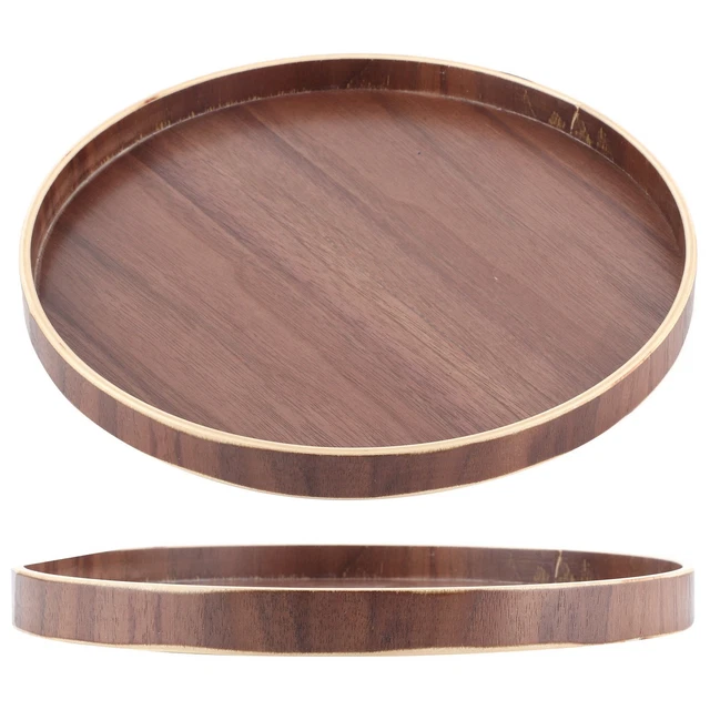PLATEAU DE NOURRITURE Plateau De Service En Disque 30cm Couleur Noyer ... PLATEAU DE NOURRITURE Plateau De Service En Disque 30cm Couleur Noyer ...