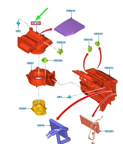 FORD TRANSIT MK4 Heater Air Deflector Air Duct RHD 1768425 NEW GENUINE ...