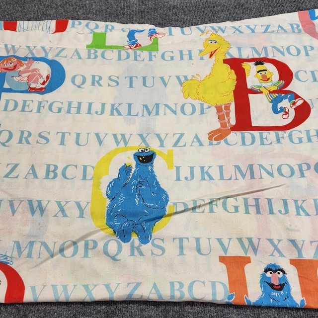 SESAME STREET MUPPET Characters Twin Flat Bed Sheet Alphabet/Letters ...
