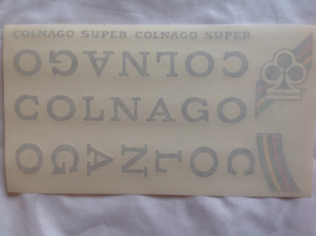 COLNAGO SUPER BLACK with WHITE KEYLINE DECALS - WATER SLIDE - ORIGINAL ...