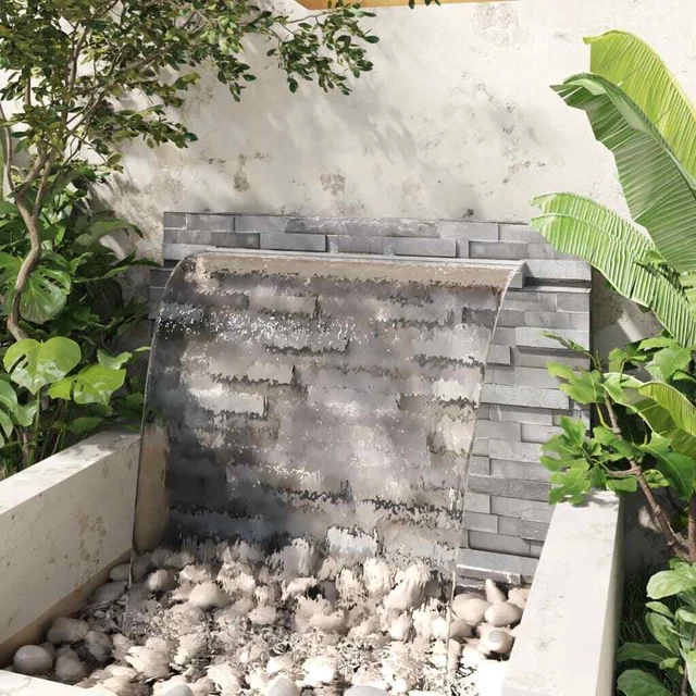 POOL FOUNTAIN 120/150CM Stainless Steel Pool Waterfall Spillway Water ...