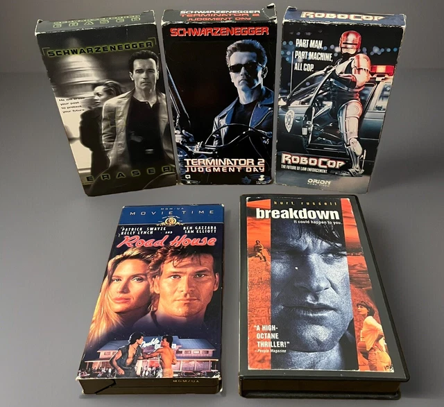 ACTION MOVIE VHS Lot (5) - Terminator 2, Eraser, Road House, Breakdown ...