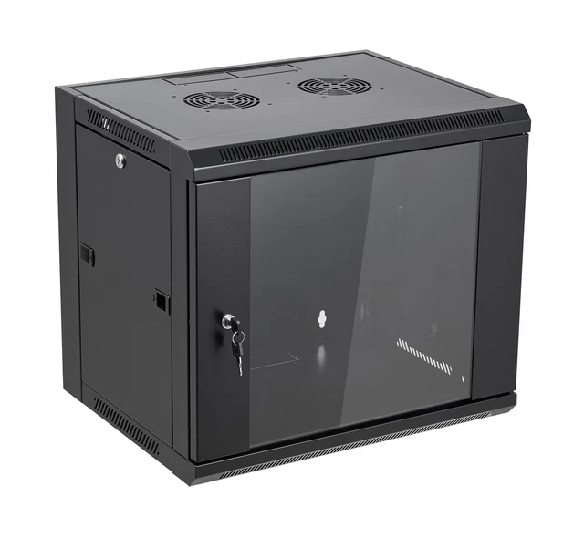 9U WALL MOUNT Server Cabinet Network Rack Enclosure Locking Glass Door ...