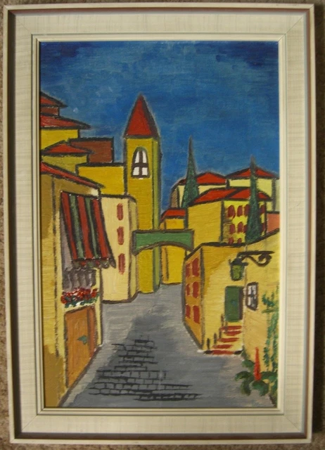 PICCOLO CITTÀ DIPINTO a Olio Straßenansicht Chiesa Cappella Blu Cielo ...