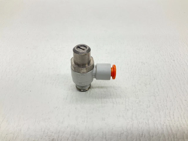 SMC AS2201F WHITE Orange Pneumatic Flow Control Valve 1/4" AS 2201F ...
