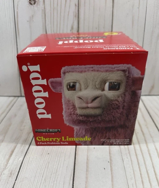 A MINECRAFT MOVIE Poppi Sheep Prebiotic Soda Cherry Limeade 4pk Cans ...
