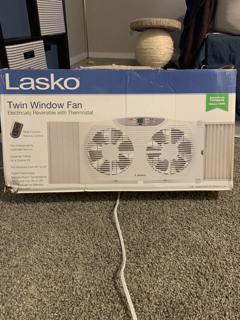 LASKO W09550 ELECTRICALLY Reversible Twin Window Fan with Remote ...