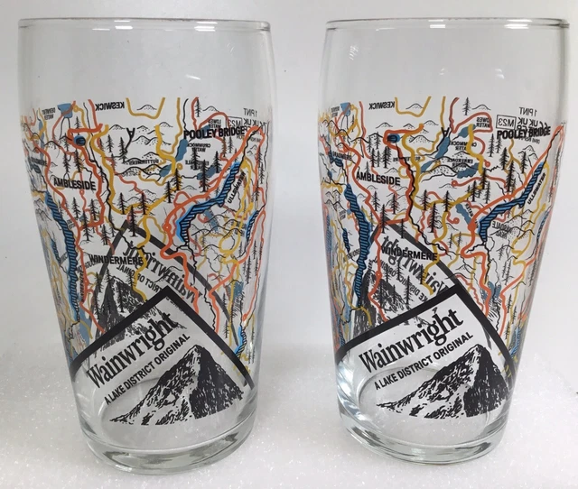 TWO WAINWRIGHT LAKE District Walking Trails Pint Glasses Limited ...