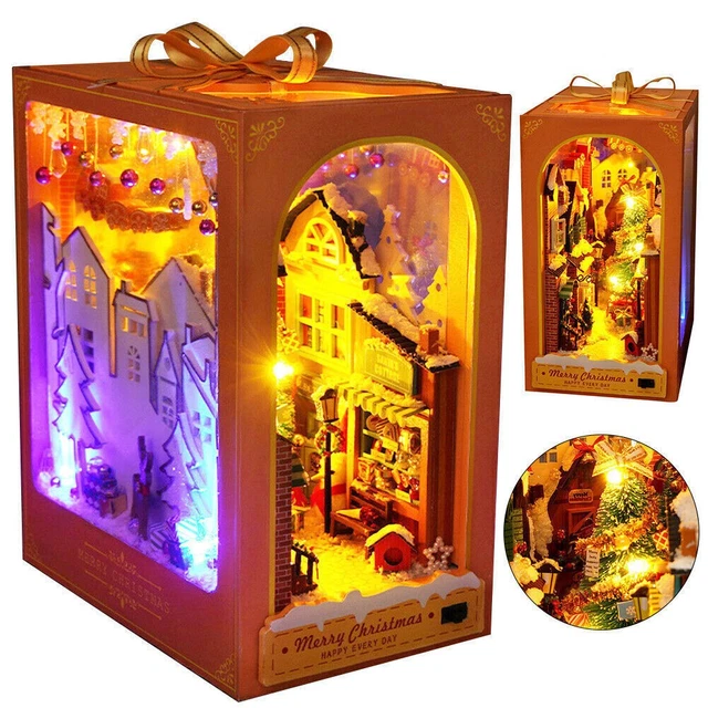 DIY BOOK NOOK Kit 3D Light Up Bookend Toys Wooden Christmas Gifts ...