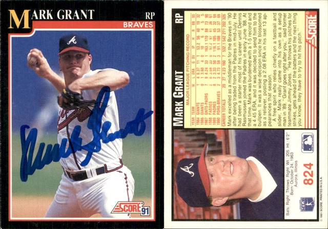 CARTE MARK GRANT signée 1991 score #824 Atlanta Braves Auto AU EUR 3,36 ...
